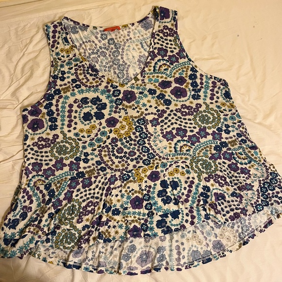 Modcloth | Tops | Modcloth Blue White Floral Sleeveless Tank Top | Poshmark